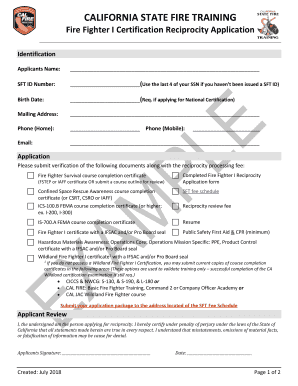 Fillable Online osfm fire ca Fire Fighter I - Reciprocity/Upgrade ...