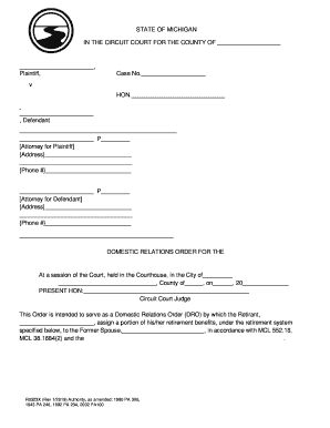 Fillable Online STATE OF MICHIGAN IN THE CIRCUIT COURT FOR THE COUNTY ...