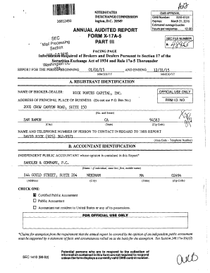 Fillable Online Form X 17a-5 Part Ill Fax Email Print - Pdffiller