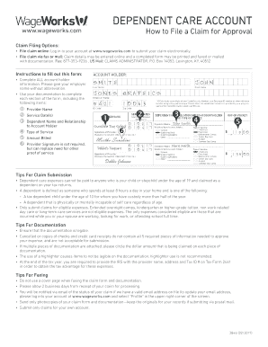 Fillable Online WageWorks Dependent Care FSA Claim Form. WageWorks ...