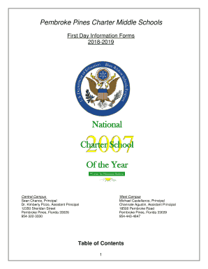 Fillable Online centralcampus pinescharter First Day Information Forms ...