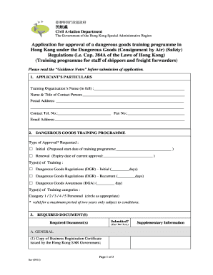 Fillable Online DG Training Programme Application Form - cad.gov.hk Fax ...