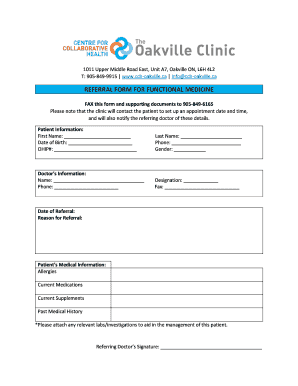 Fillable Online REFERRAL FORM FOR FUNCTIONAL MEDICINE Fax Email Print ...