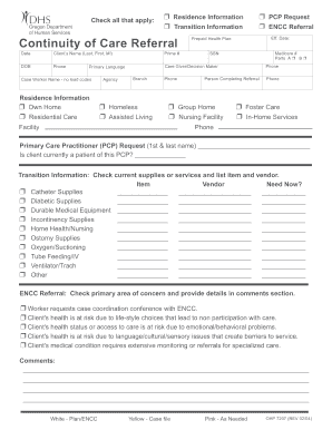Fillable Online apps state or Continuity of Care Referral Fax Email ...