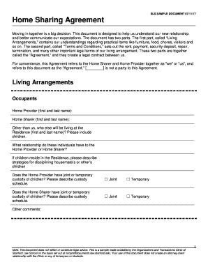 Fillable Online Home Sharing Agreement Fax Email Print - pdfFiller