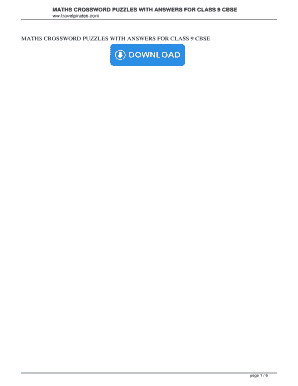 Maths Crossword Puzzles With Answers For Class 9 Pdf - Fill Online ...