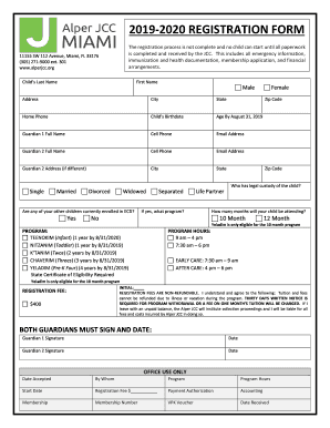 Fillable Online 2019-2020 REGISTRATION FORM Fax Email Print - pdfFiller