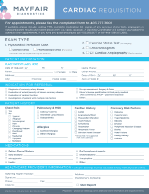 Fillable Online CARDIAC REQUISITION Fax Email Print - pdfFiller