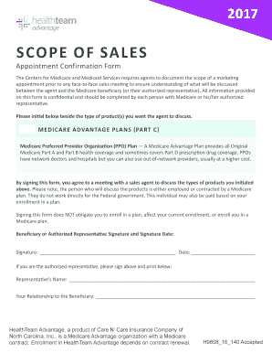 Fillable Online Scope of Appointment Confirmation Form - Keystone First ...