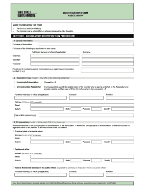 Fillable Online SSGA AUSTRALIA ASSOCIATIONS CUSTOMER ID FORM Fax Email Print - pdfFiller