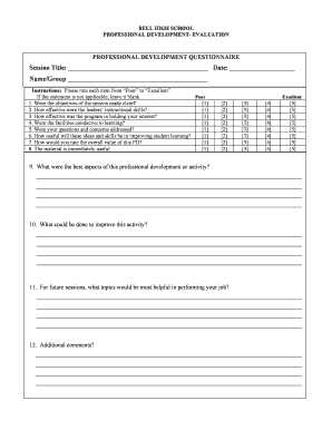 Fillable Online PD Evaluation Form Fax Email Print - pdfFiller