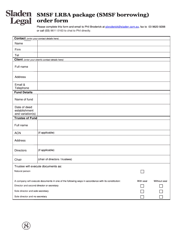 Fillable Online SMSF+LRBA+package+(SMSF+borrowing)+order+form (1).docx ...