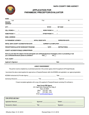 Fillable Online Preceptor Application - Alameda County EMS Agency Fax ...