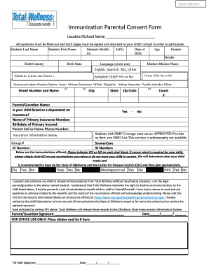 Fillable Online Immunization Parental Consent Form - Amazon AWS Fax ...