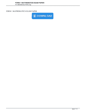 Fillable Online DOWNLOAD FORM 1 MATHEMATICS EXAM PAPER. free download ...