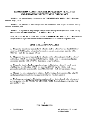 Fillable Online RESOLUTION ADOPTING CIVIL INFRACTION PENALTIES Fax ...