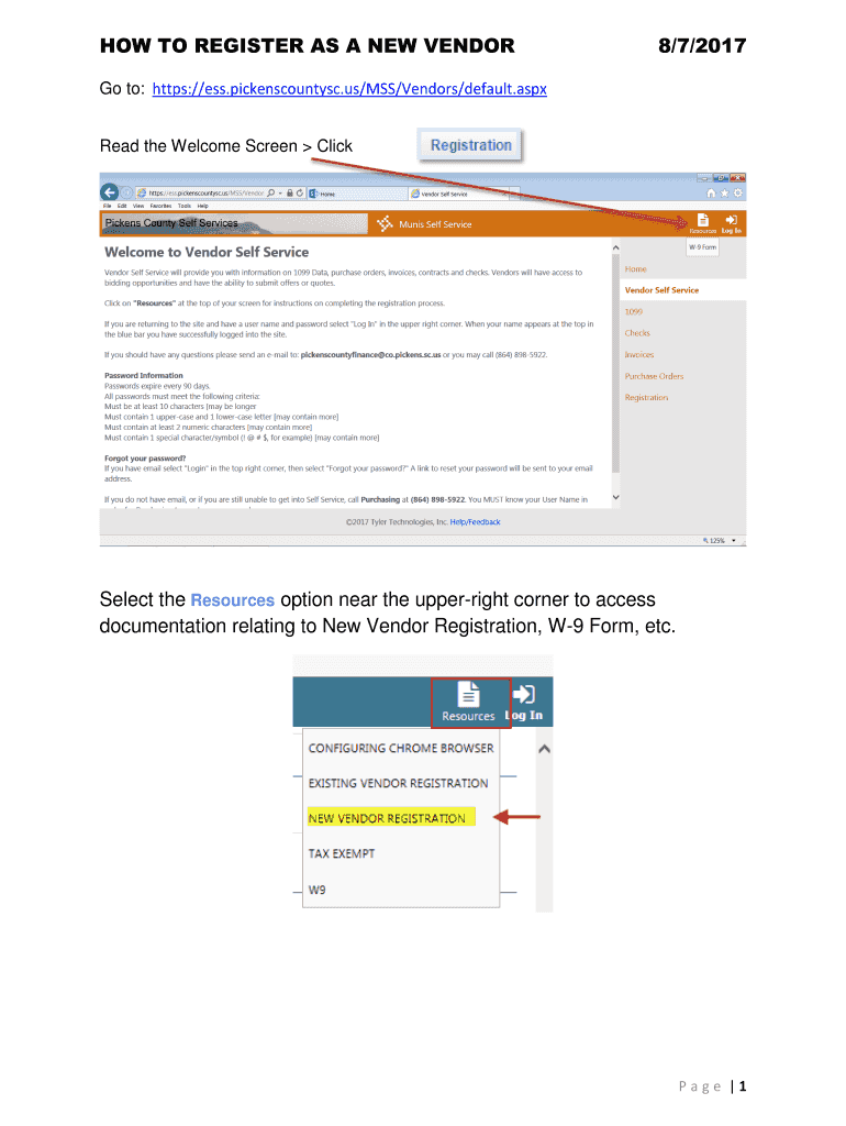 Fillable Online HOW TO REGISTER AS A NEW VENDOR Fax Email Print - pdfFiller