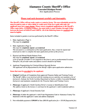 Fillable Online Concealed Handgun Permit Application Process - Alamance County Fax Email Print ...