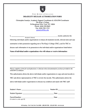 Fillable Online DISABILITY RELEASE AUTHORIZATION FORM Fax Email Print ...