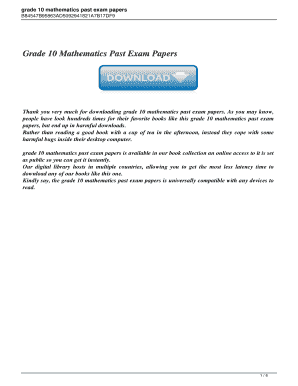 Fillable Online Grade 10 Mathematics Past Exam Papers. Grade 10 ...