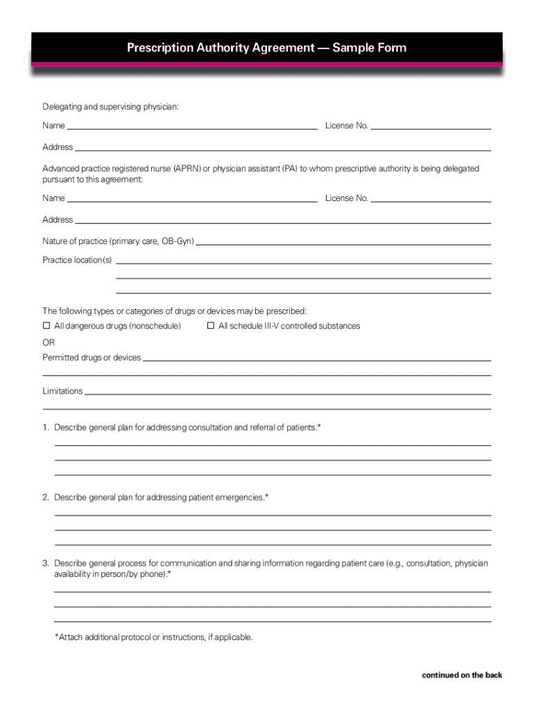 Prescription authority agreement: Fill out & sign online | DocHub