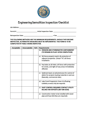 Fillable Online Engineering Demolition Inspection Checklist and ...