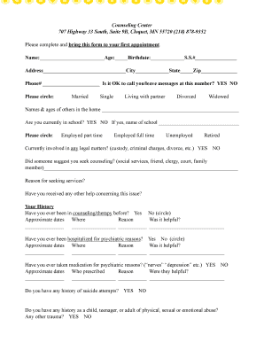 Fillable Online Initial Intake Packet Fax Email Print - pdfFiller