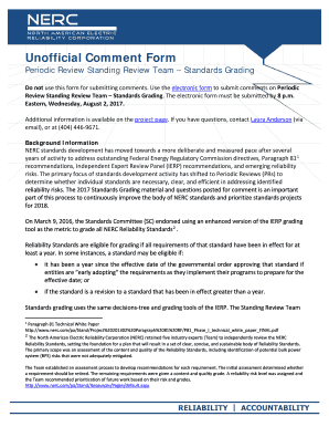Fillable Online Periodic Review Standing Review Team Standards Grading ...