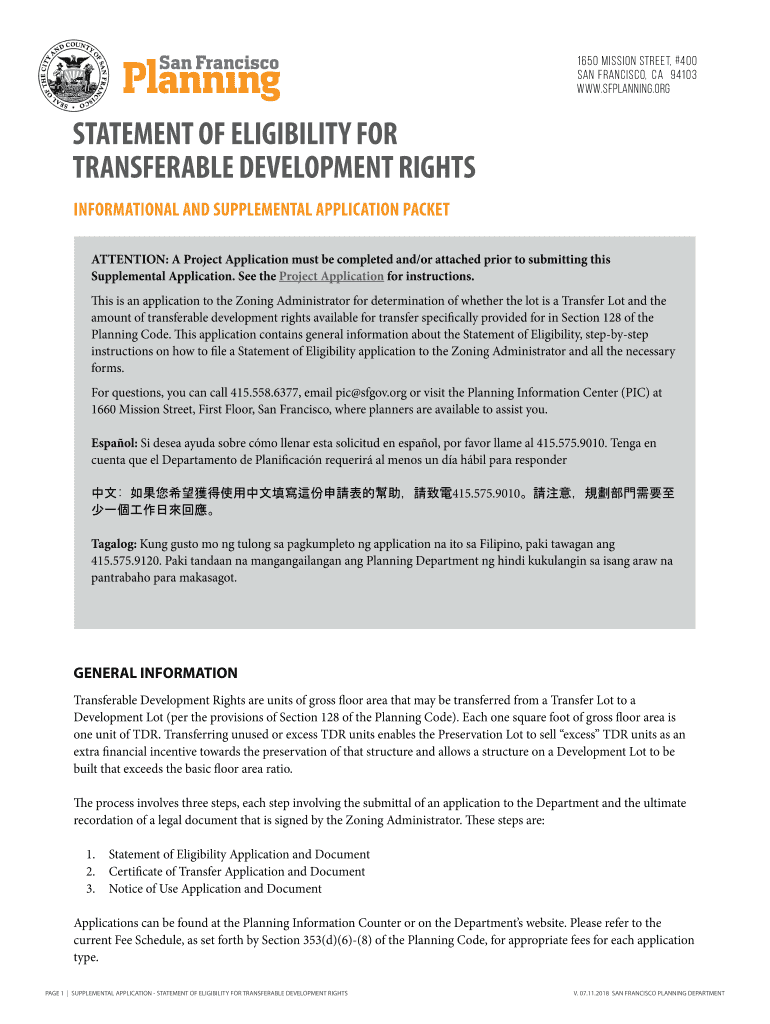 Fillable Online forms sfplanning certificate of transfer for ...