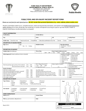 Fillable Online PUBLIC POOL AND SPA INJURY INCIDENT REPORT FORM Fax ...