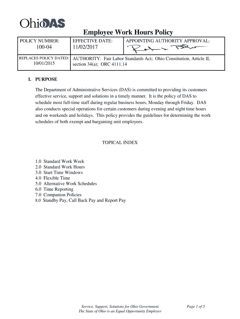 Fillable Online Employee Work Hours Policy Fax Email Print - pdfFiller