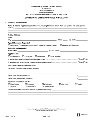 Fillable Online COMMERCIAL CRIME INSURANCE APPLICATION. FC-APP-1 (4-17 ...