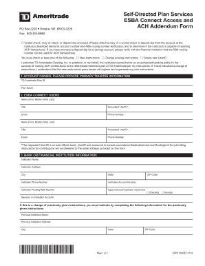 Fillable Online SDPS ESBA Connect Access and ACH Addendum Form Fax ...