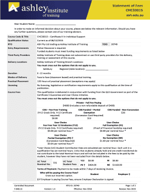 Fillable Online Statement of Fees CHC33015 Fax Email Print - pdfFiller