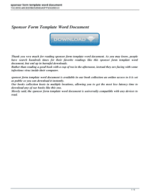 Fillable Online Sponsor Form Template Word Document. Sponsor Form ...
