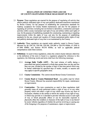 Fillable Online Road Regulations - Section II - Regulation of ...
