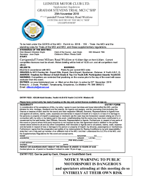 Fillable Online NOTICE WARNING TO PUBLIC MOTORSPORT IS DANGEROUS and ...