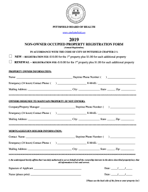 Fillable Online NON-OWNER OCCUPIED PROPERTY REGISTRATION FORM Fax Email ...