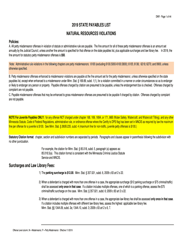 Fillable Online Surcharges and Law Library Fees: 2019 STATE PAYABLES ...