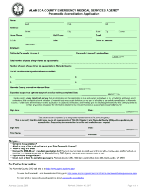 Fillable Online Paramedic Accreditation Application Fax Email Print ...