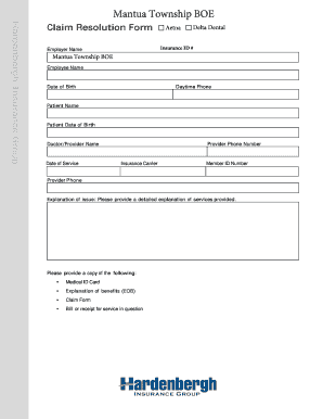 Fillable Online Claim Resolution Form Fax Email Print - pdfFiller