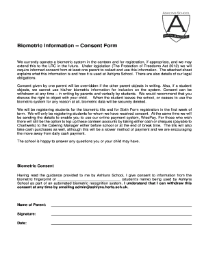 Fillable Online Biometric Information Consent Form Fax Email Print ...