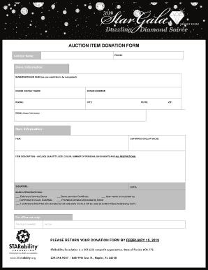 Fillable Online 2019 AuctionDonor Form Fax Email Print - pdfFiller