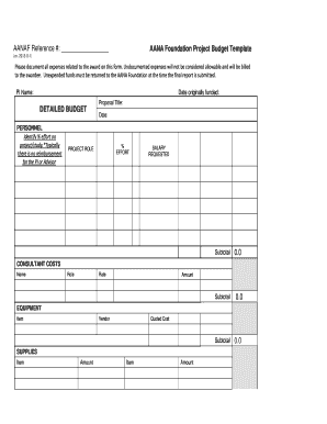 Fillable Online Budget Template for Funds Fax Email Print - pdfFiller