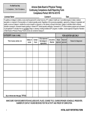 Fillable Online ptboard az Audit Reporting Form Fax Email Print - pdfFiller