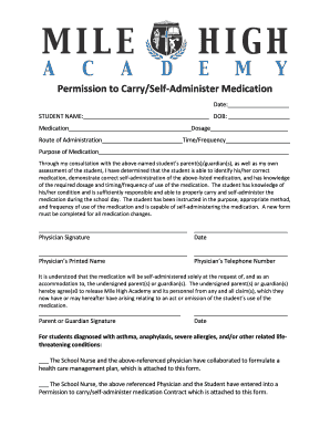 Fillable Online Permission to Carry/Self-Administer Medication Fax ...