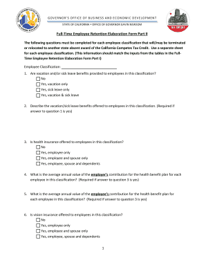 Fillable Online Full-Time Employee Retention Elaboration Form Part II ...