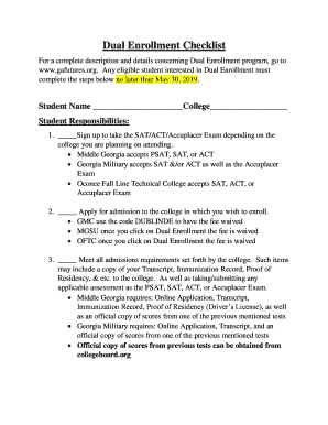 Fillable Online Dual Enrollment Checklist - lcboe.net Fax Email Print - pdfFiller