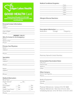 Fillable Online GOOD HEALTH Card Fax Email Print - pdfFiller