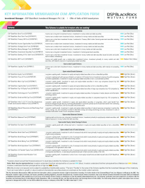 Fillable Online KEY INFORMATION MEMORANDUM CUM APPLICATION FORM ...